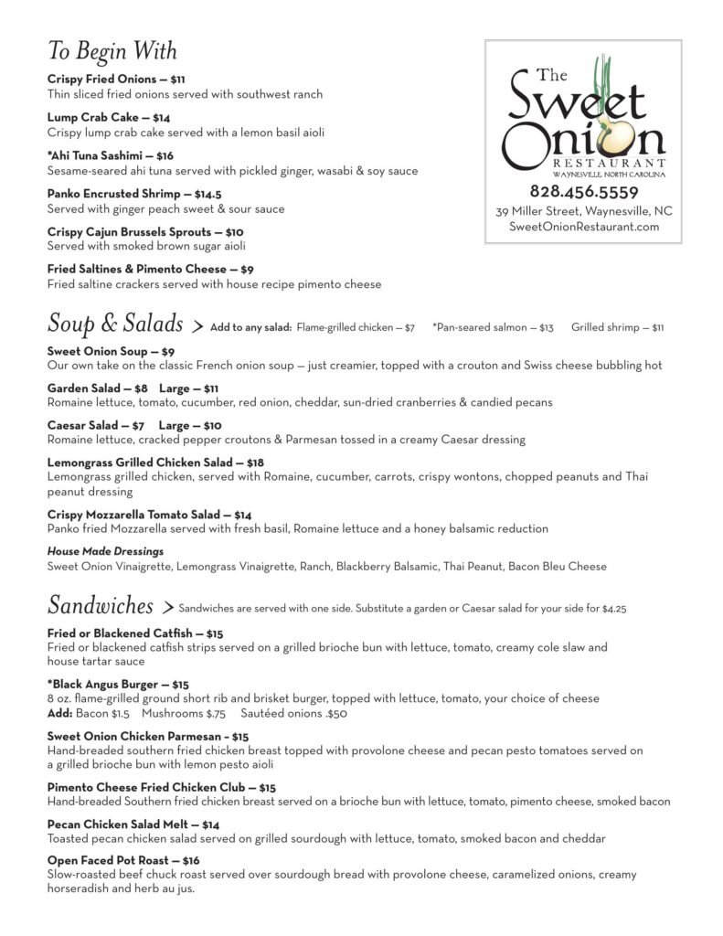 The Sweet Onion Restaurant In Waynesville, NC